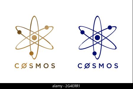 Cosmos atom cryptocurrency symbol isolated gold coin on green screen ...