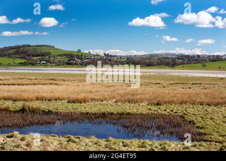 The Kent Estuary from Sandside Cumbria with view to Whitbarrow Scar and ...
