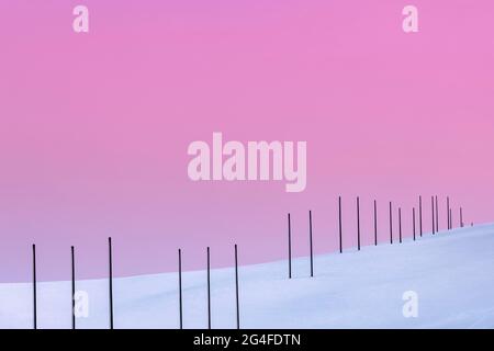 Electricity pylons in winter landscape, Tana, Norway Stock Photo - Alamy