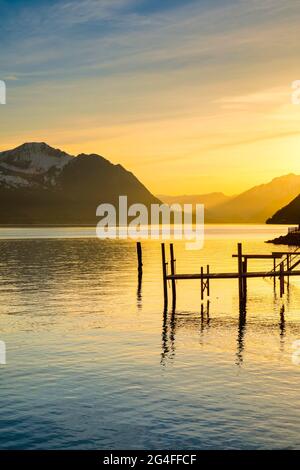 Switzerland, Canton Schwyz, Lucerne lake, Sisikon, window Stock Photo ...