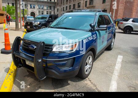 Massachusetts State Police trooper car on Beacon Hill in downtown ...