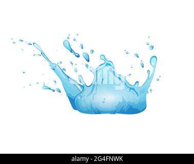 Cartoon blue dripping water drop, splash, spray and tear. Liquid flow ...