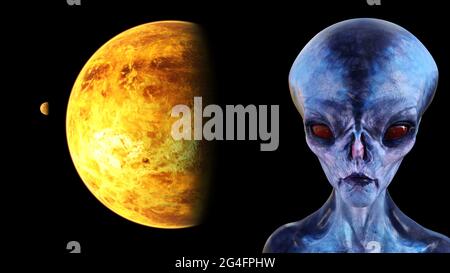 Alien with red eyes Stock Photo - Alamy