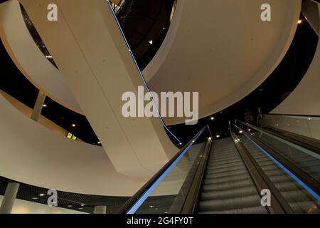 Interior escalators in Birmingham Library, UK Stock Photo - Alamy