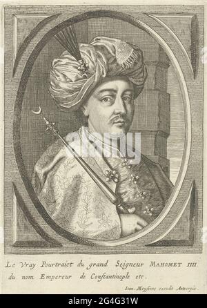 . Portrait of Mehmet IV, Sultan of the Ottoman Empire, with a scepter ...