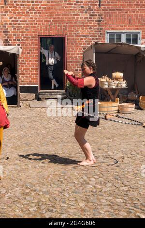 Auning, 18th century day at Gammel Estrup Castle, People are dressed as ...