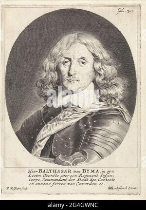 Bust to the left of Balthasar of Bijma in an oval. Below the portrait ...