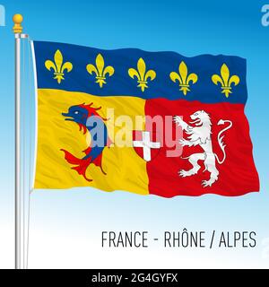 Rhone Alpes regional flag, France, vector illustration Stock Vector ...