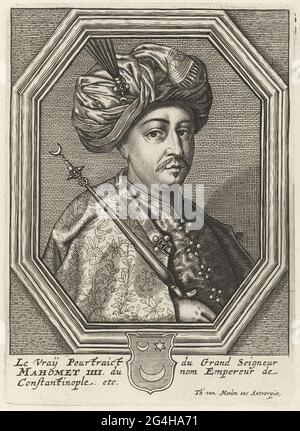 . Portrait of Mehmet IV, Sultan of the Ottoman Empire, with a scepter ...