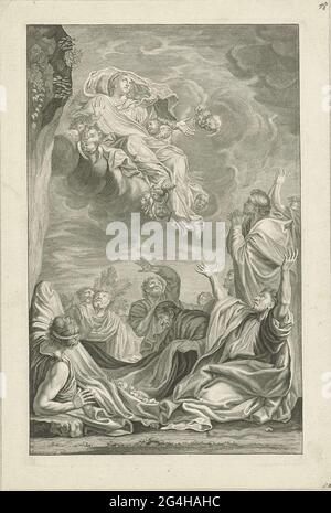 Around the grave of Maria the collected apostles praying for her soul ...