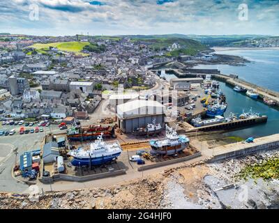 View of Macduff and the Town and Harbour, Aberdeenshire, Scotland, UK ...