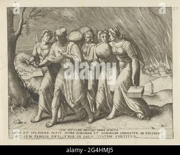This illustration shows Lot and his family fleeing Sodom, reflecting ...