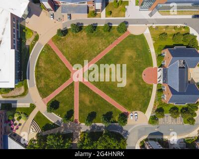 Aerial view of Worcester Polytechnic Institute WPI main campus around ...