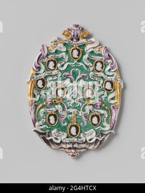 Plate with portrait medallions. Plaques with portrait medallions and ...