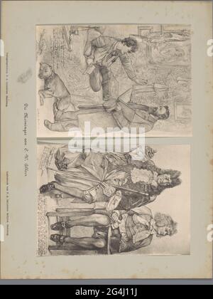 Two photo productions of drawings, representing portraits of an actor ...