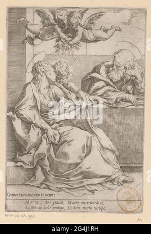 The holy family with putti with flowers Stock Photo - Alamy