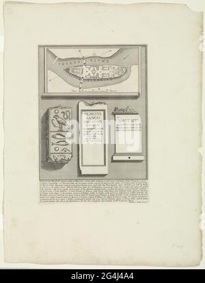 Map and inscriptions of Pons Cestius in Rome; Archaeological finds in ...