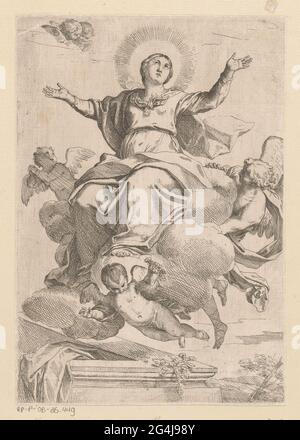 Ascension of Maria. Maria is taken to heaven on the clouds. Around her ...