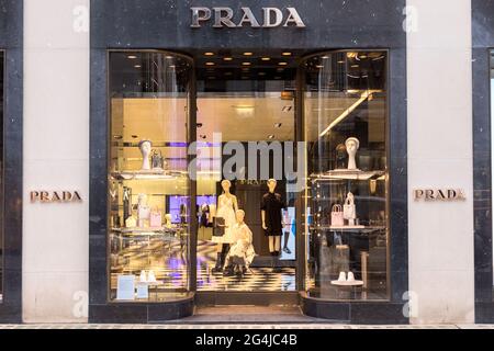 Prada logo is seen at one of their stores on Marleybone in London ...