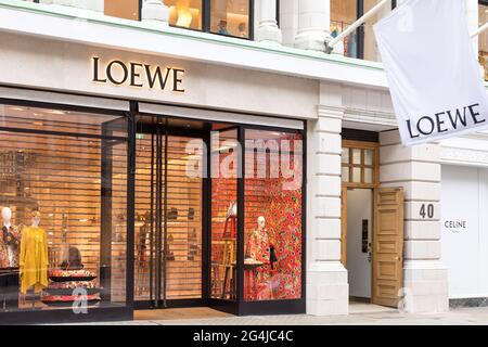 Loewe logo is seen at one of their stores on New Bond Street in London ...