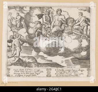 Mercury with his caduceus, in his chariot, drawn by cockerels. Mercury ...