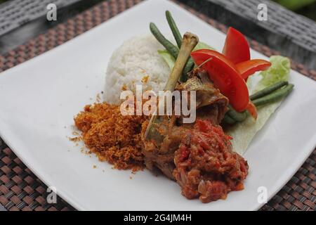 Bebek Goreng Kremes, deep fried duck, Indonesian traditional food ...
