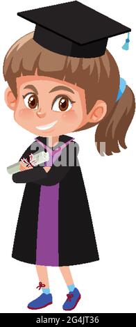 school girl in graduation clothes and hat Stock Vector Image & Art - Alamy