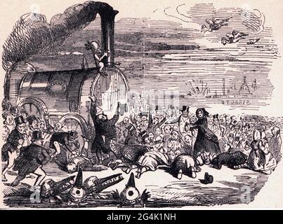 Punch Cartoon 1845: The Railway Juggernaut Stock Photo - Alamy
