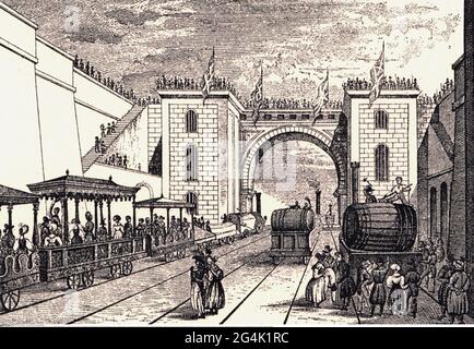 transport / transportation, railway, train, inauguration of the first ...