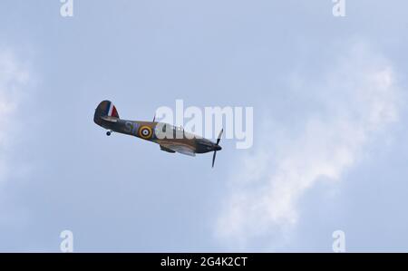 Hawker Hurricane Mark 1 (serial P3717) World War 2 aircraft in flight ...