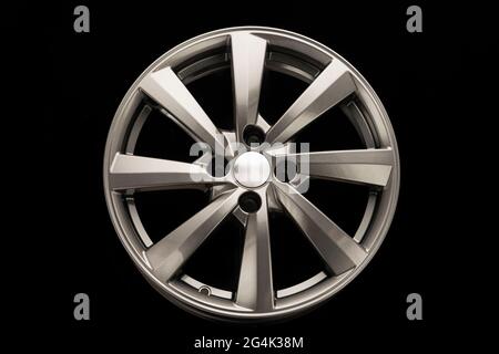 grey modern alloy wheel front view Stock Photo - Alamy