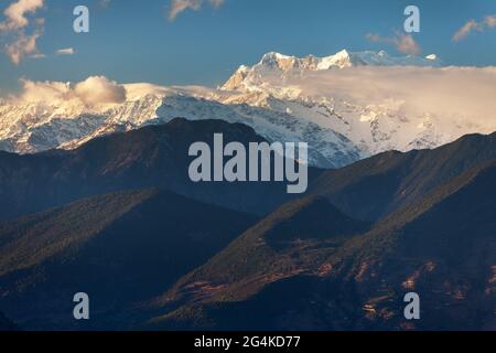 Mount Chaukhamba evening view, Himalaya, Indian Himalayas, great Himalayan range, Uttarakhand ...