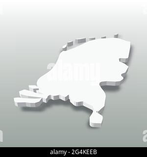 Netherlands country simplified map. Grey stylish smooth map. Vector ...