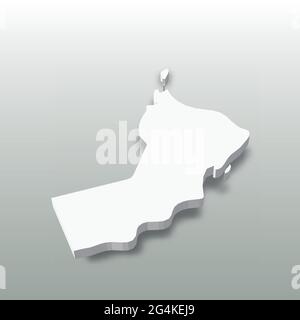 Oman country simplified map. Grey stylish smooth map. Vector icons ...