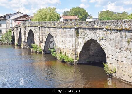 The Pont (bridge) St. Martial over the river Vienne in Limoges, France ...