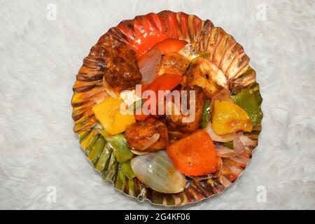 Paneer chilly an Indian or Pakistani starter appetizer made from Paneer ...