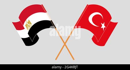 Turkey and Egypt flags for official meeting against background of world ...