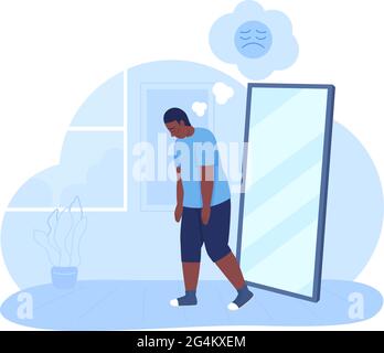 Teenager with overweight problem 2D vector isolated illustration Stock ...