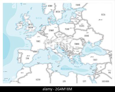Continental Europe map - hand-drawn cartoon style Stock Vector Image ...