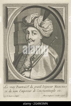 . Portrait of Mehmet IV, Sultan of the Ottoman Empire, with a scepter ...