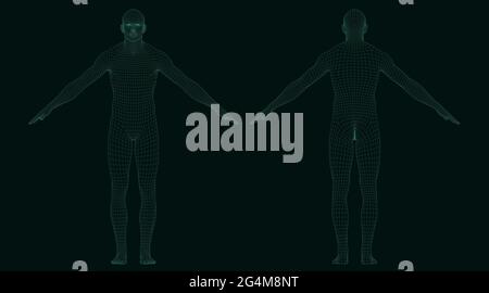 human head 3d wireframe front and side view Stock Photo - Alamy
