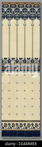Tile tableau with pattern of stylized flowers, Joost Thooft ...