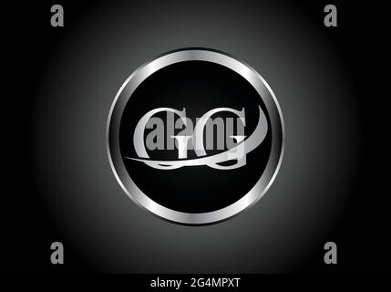 GG black and white combination alphabet bold letter logo with dots ...