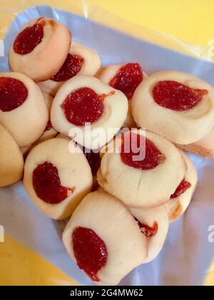 Pepas. Delicious Argentine traditional cookies with quince jelly on a ...