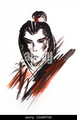 Sketch ninja warrior man soldier salute pose Stock Photo - Alamy