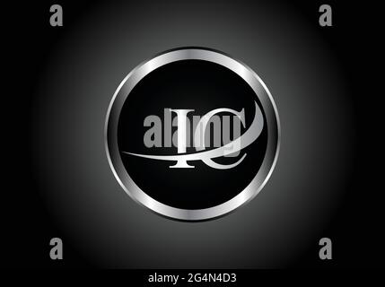Design of alphabet letter combination IC I C on black background with ...