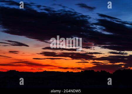 Sunset over Conata Basin from Conata Basin Overlook in Badlands ...