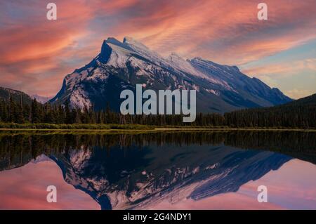 Mount Rundle Reflection on Vermilion Lake, Banff, Canadian Rockies ...
