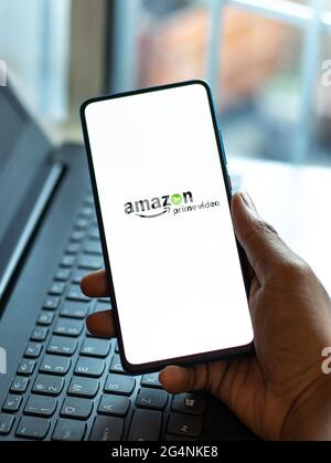 Amazon Prime videos logo on phone screen stock image Stock Photo - Alamy