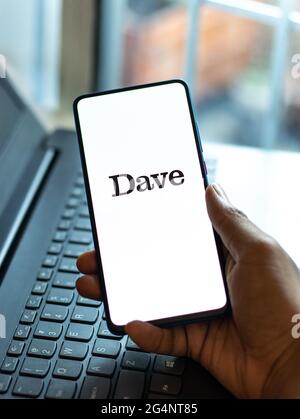 Dave tv logo on phone screen stock image Stock Photo - Alamy
